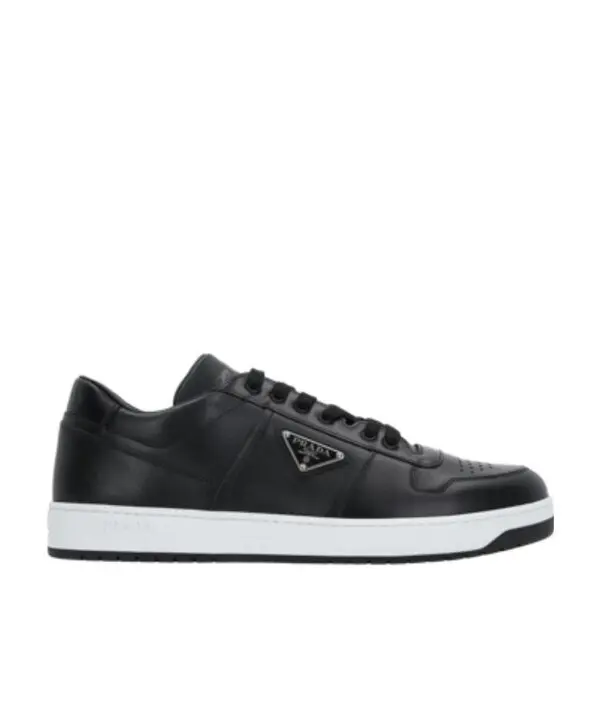 Prada Downtown Enamel Triangle Logo Sneakers - Black