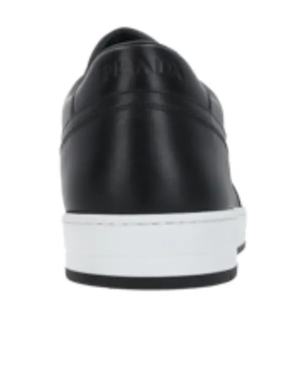 Prada Downtown Enamel Triangle Logo Sneakers - Black