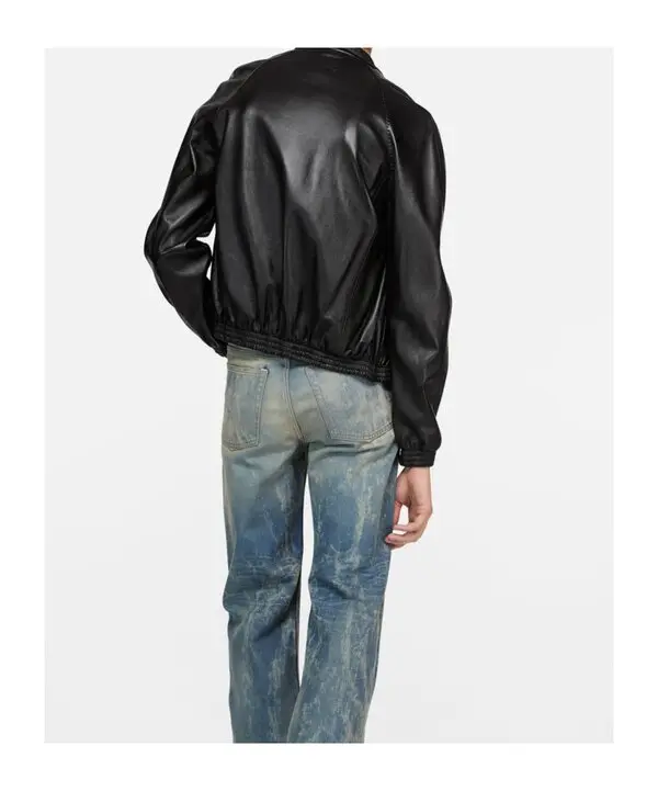 Acne Studios Leather Bomber Jacket - Black