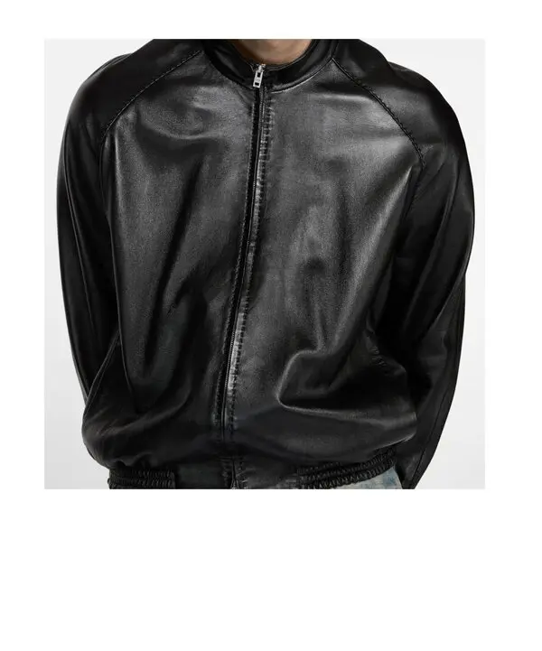 Acne Studios Leather Bomber Jacket - Black