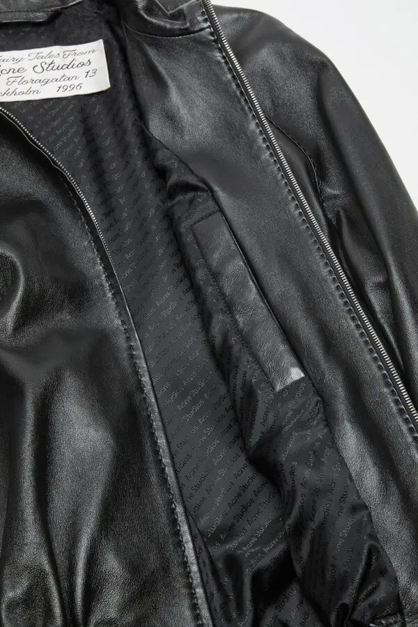 Acne Studios Leather Bomber Jacket - Black