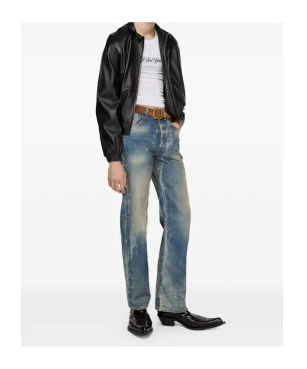 Acne Studios Leather Bomber Jacket - Black