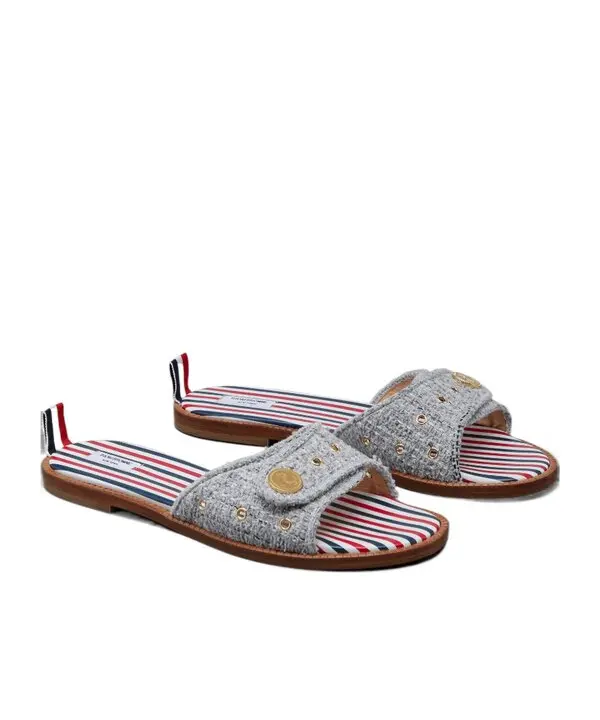 Thom Browne Tweed Slip-on Sandals - Medium Gray