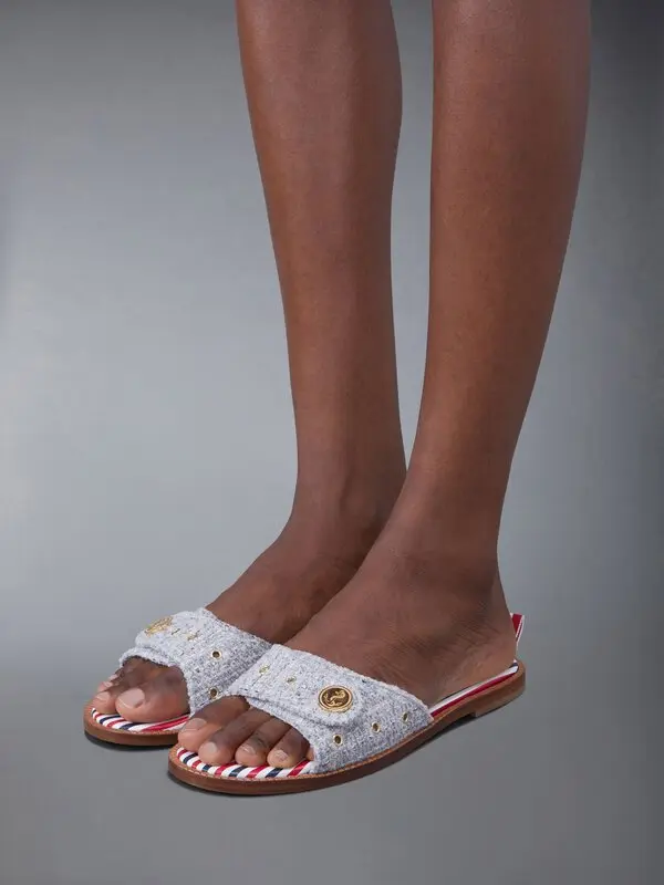 Thom Browne Tweed Slip-on Sandals - Medium Gray