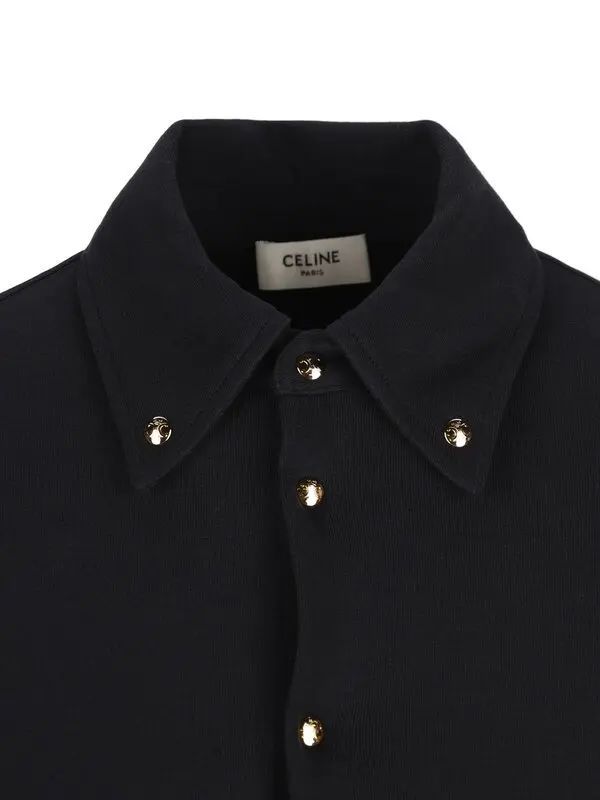 Celine Cotton Jersey Shirt With Snap-button Closure - Black