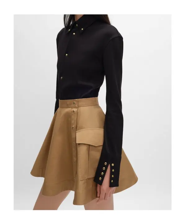 Celine Cotton Jersey Shirt With Snap-button Closure - Black