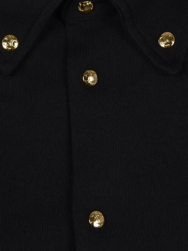 Celine Cotton Jersey Shirt With Snap-button Closure - Black