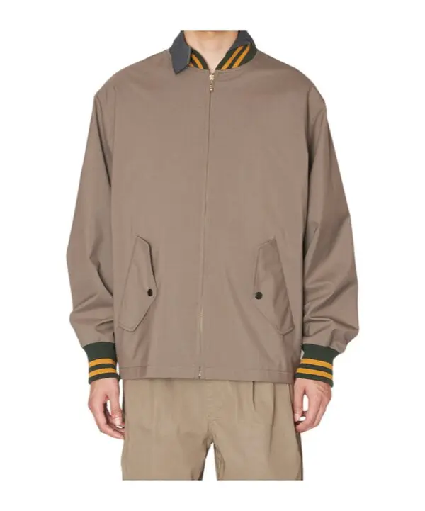 Kolor Zippered Casual Jacket With Striped Cuffs And Neckline