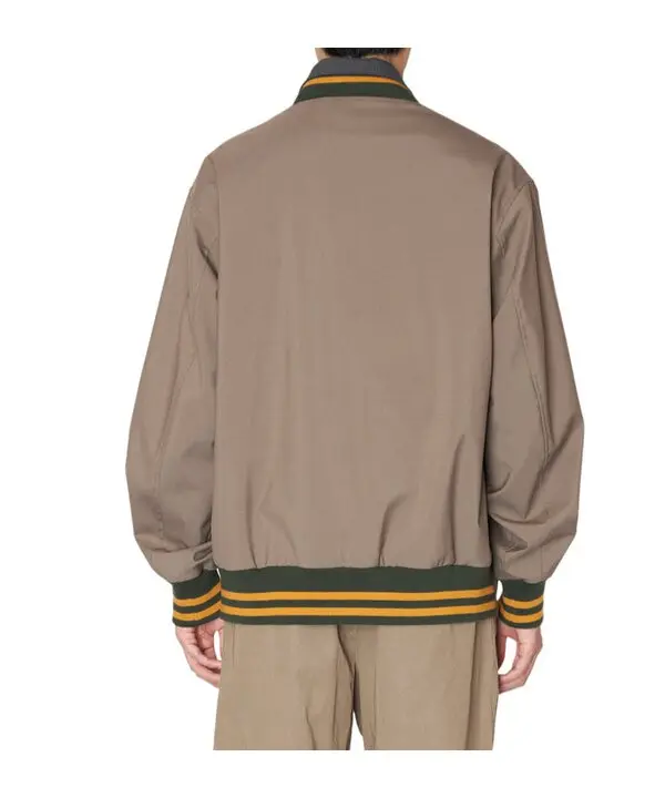 Kolor Zippered Casual Jacket With Striped Cuffs And Neckline