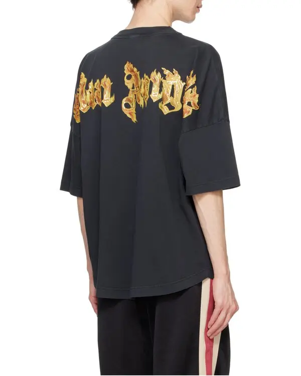 Palm Angels Burning Palm Printed Crewneck T-shirt