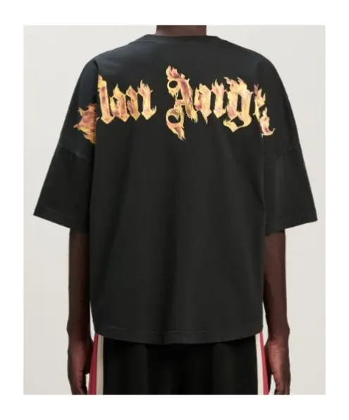 Palm Angels Burning Palm Printed Crewneck T-shirt