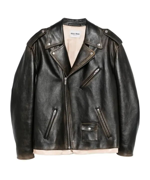 Miu Miu Nappa Leather Biker Jacket - No
