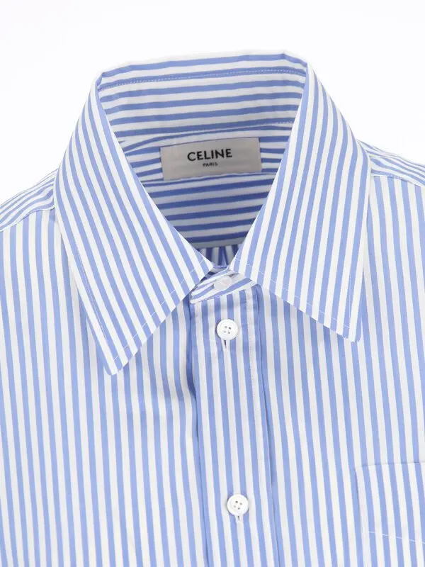 Celine Cropped Striped Cotton Poplin Shirt