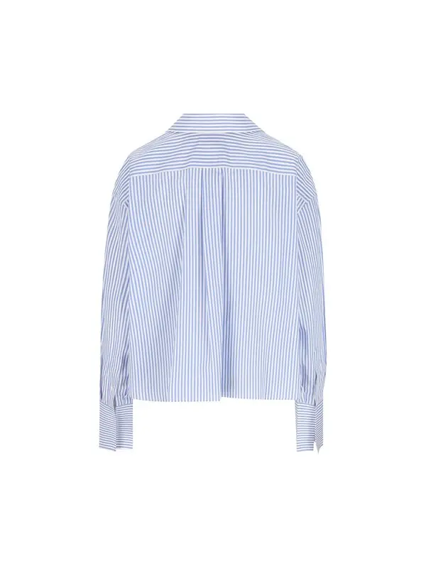 Celine Cropped Striped Cotton Poplin Shirt