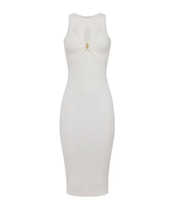 Elisabetta Franchi Cut-out Ribbed Knit Midi Dress