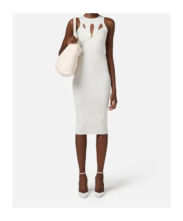 Elisabetta Franchi Cut-out Ribbed Knit Midi Dress