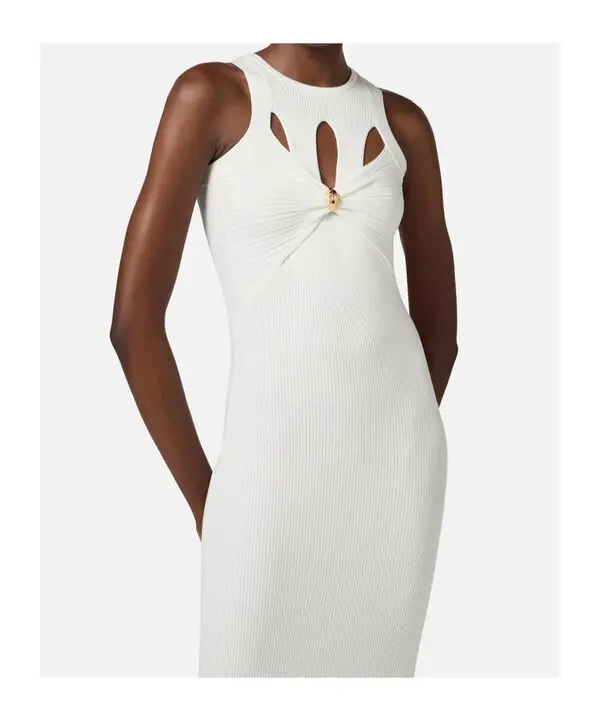 Elisabetta Franchi Cut-out Ribbed Knit Midi Dress