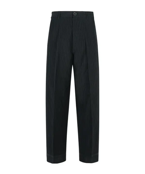 MAISON MARGIELA Pinstriped Tailored Trousers - Black