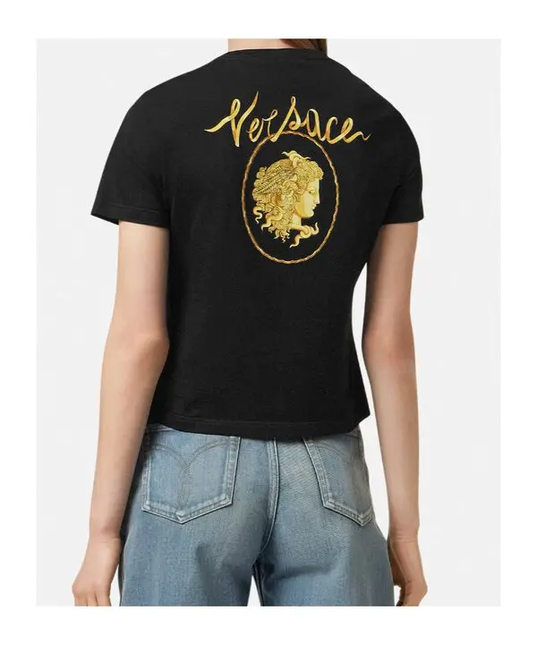 Versace Logo Embroidered Crewneck T-shirt