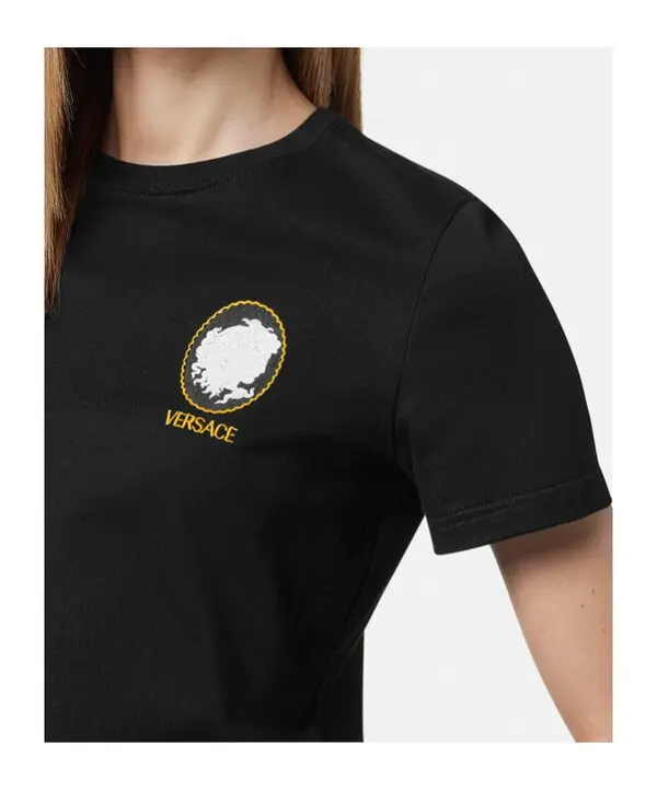 Versace Logo Embroidered Crewneck T-shirt