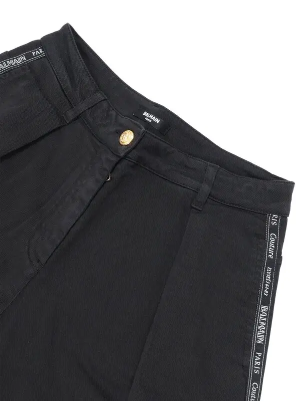 Balmain Pleated Logo-tape Trousers