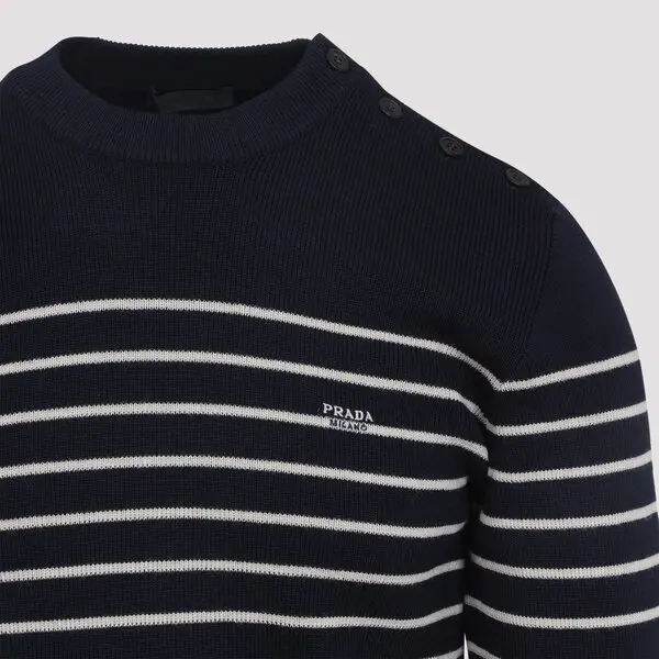 Prada Striped Superfine Wool Crew-neck Sweater