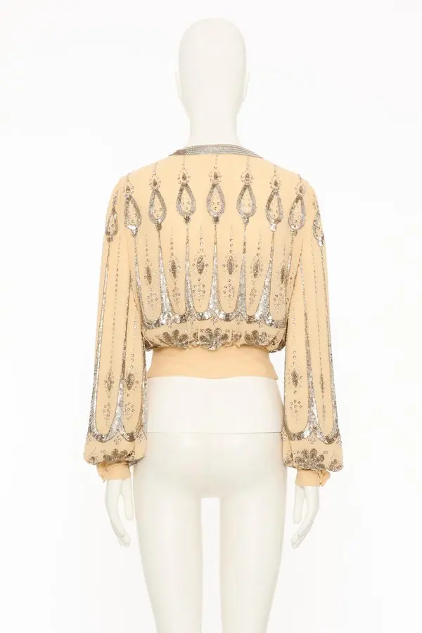 Valentino Garavani Long Sleeve V-neck Embellished Top