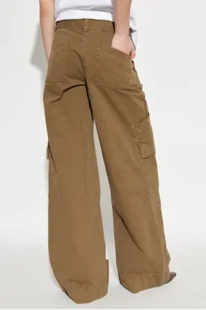 Off-White Wide Leg Cargo Trousers - Brown