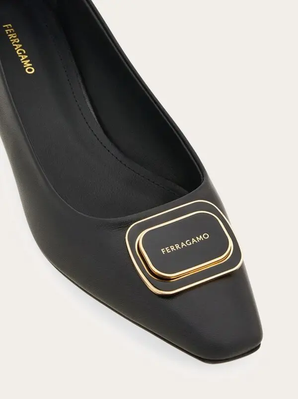 FERRAGAMO Vara Plate Ballet Flats - Black