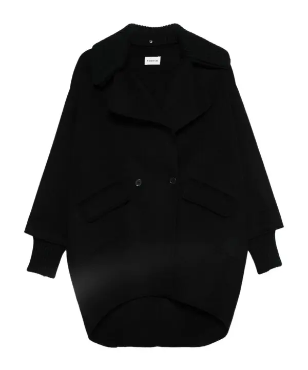 P.a.r.o.s.h Long-sleeved Double-breasted Coat With Detachable Collar - Black