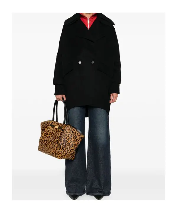P.a.r.o.s.h Long-sleeved Double-breasted Coat With Detachable Collar - Black