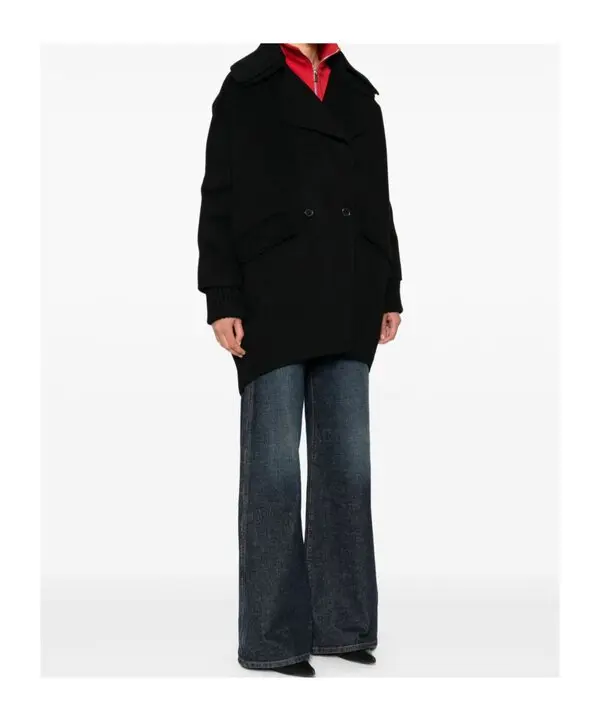 P.a.r.o.s.h Long-sleeved Double-breasted Coat With Detachable Collar - Black