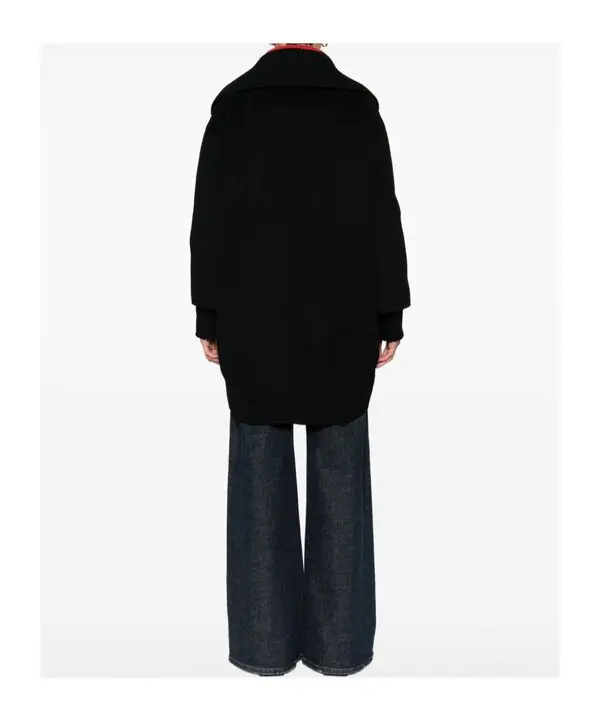 P.a.r.o.s.h Long-sleeved Double-breasted Coat With Detachable Collar - Black