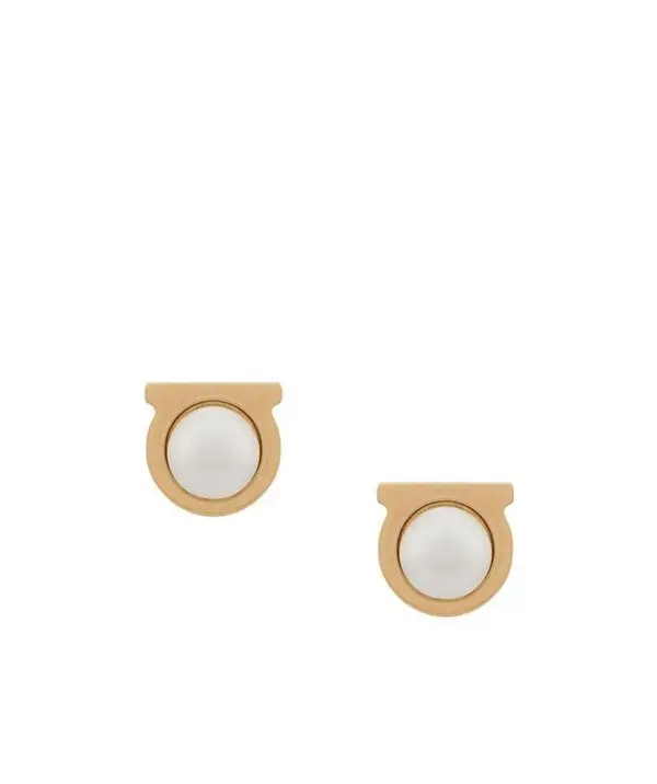 FERRAGAMO Embellished Pearl Stud Earrings - Yellow