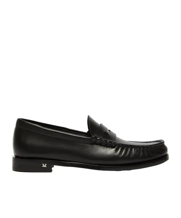 Max Mara Natural Leather Moccasins With Embossed Sole