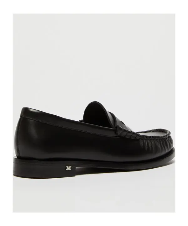 Max Mara Natural Leather Moccasins With Embossed Sole