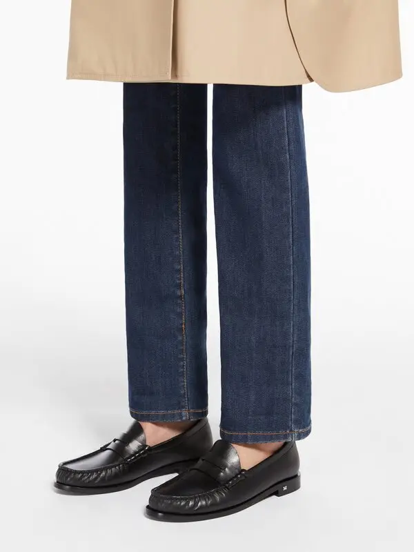 Max Mara Natural Leather Moccasins With Embossed Sole