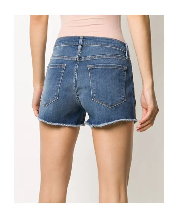 FRAME Mid-waist Denim Shorts With Raw Edge Hem