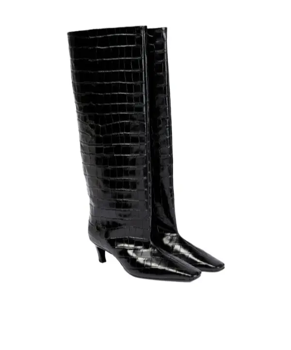 TOTEME Knee-high Leather Boots With Embossed Detailing - Black