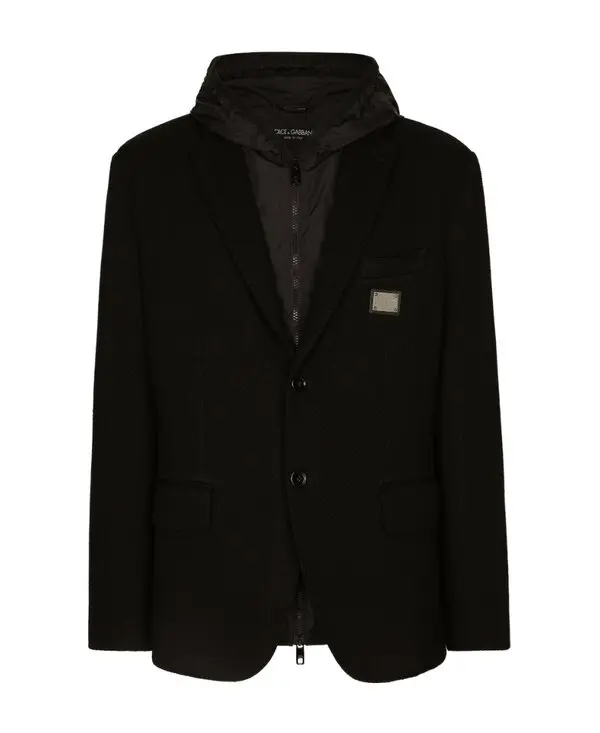 Dolce & Gabbana Hooded Blazer With Glitter Accents