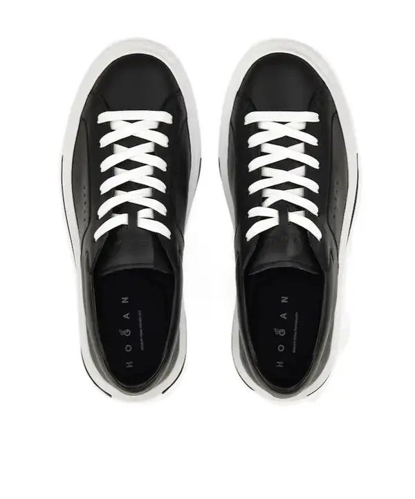 Hogan Rebel Lace-up Sneakers With Colorblock Detail - Black