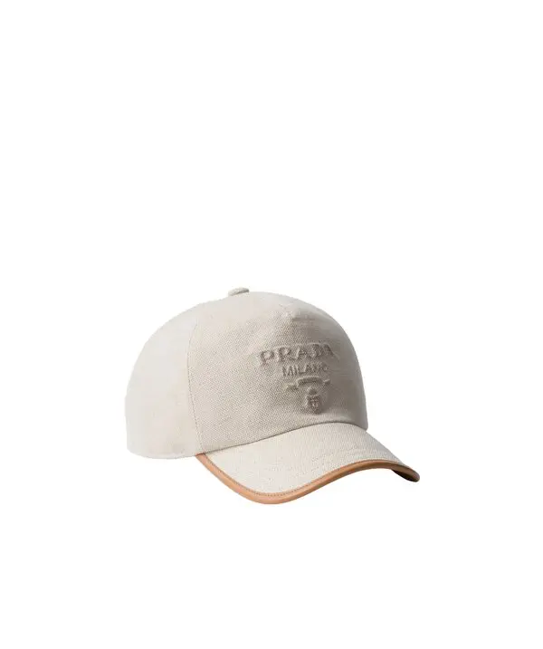 Prada Baseball Cap With Embroidered Logo - Natural Color