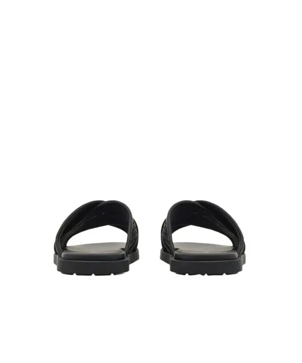 FERRAGAMO Gancini Woven Leather Sandals - Black