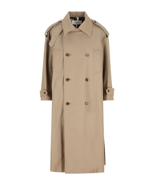 Celine Trench Coat In Cotton And Wool Gabardine