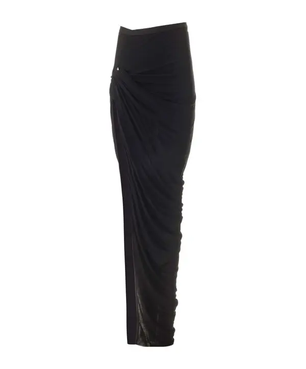 Rick Owens Pleated Asymmetrical Skirt - Black