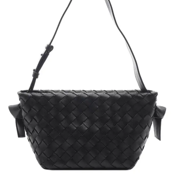 Bottega Veneta Intrecciato Woven Crossbody Bag - Black