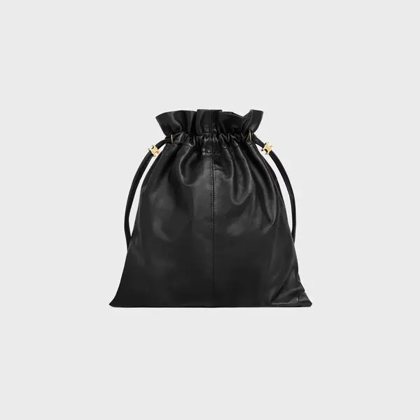 Celine Small Crystal Pouch In Lambskin - Black