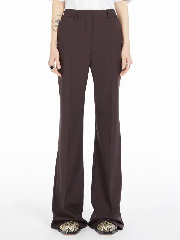 Sportmax High Waist Straight Leg Pants With Trumpet Hem - Black