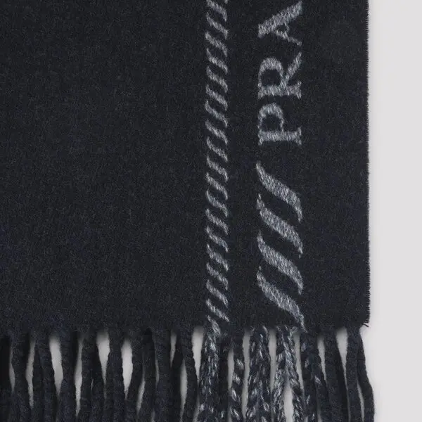 Prada Fringed Knitted Scarf