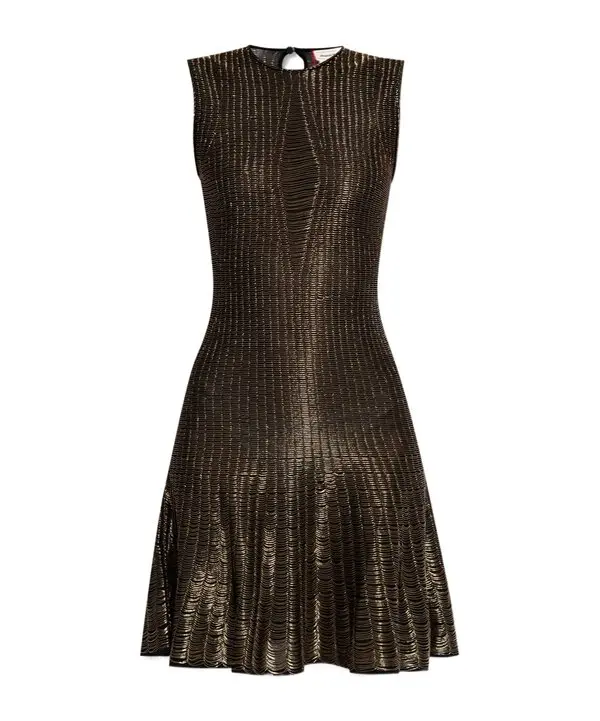 Alexander McQueen Metallic Lurex Yarn Mini Dress